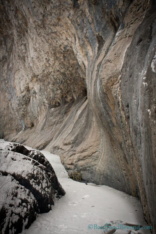 Winter hiking in Grotto Canyon In Canmore | BanffandBeyond